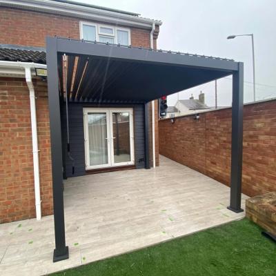 China Max Span 20ft Aluminum Patio Pergola Motorized Louvers for Adjustable Shade Remote Control for sale