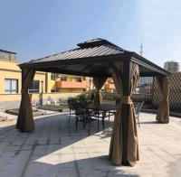 China Aluminum Hardtop Gazebo, Pergola With Mesh Netting, Backyard, Garden, Black for sale