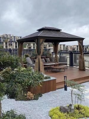 China Hardtop Garden Gazebo 3 x 4 m Wood Effect with Polycarbonate Roof 4 Side Panels for sale