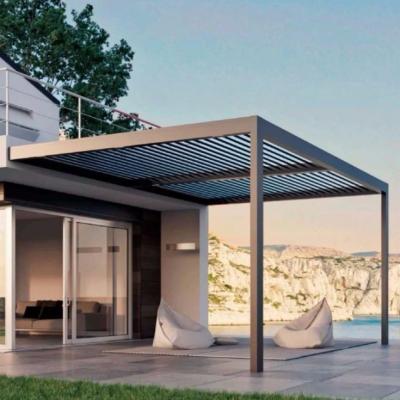 China Louvered Pergola Double Aluminum Louvers Patio Pergola With Retractable Canopy for sale