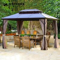 China Hardtop Gazebo 12x20 With Galvanized Steel Double Roof Netting And Curtains for sale
