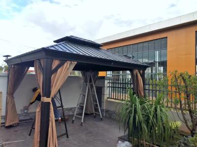 China Hardtop Gazebo Outdoor Aluminum Gazebo Pergola for Patio Yard Gray for sale