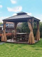 China Hardtop Gazebo 12x20 With Galvanized Steel Double Roof Netting And Curtains for sale