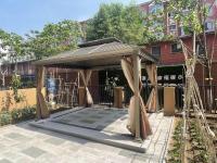 China 10x12 Patio Garden Metal Hardtop Roof Solid Wood Gazebo with Mosquito Netting for sale