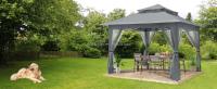 China 13x11ft Outdoor Patio Garden Steel Frame Hardtop Metal Roof Gazebo for sale