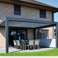 China Weatherproof Metal Pergola with LED Lighting – Stylish Steel Roof for sale