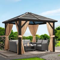 China Wind-Proof Hardtop Metal Gazebo With Ceiling Fans Up To 75 Mph Wind Rating for sale