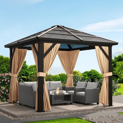 China Wind-Proof Hardtop Metal Gazebo With Ceiling Fans Up To 75 Mph Wind Rating for sale