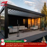 China 6063 T5 Aluminum Alloy Retractable Pergola with Motorized Louver Panels for Waterproof and Sunshade Protection for sale