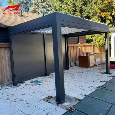 China Waterproof Motorized Louvered Pergola with 6063-T5 Aluminum Alloy Bioclimatic Retractable Roof for sale