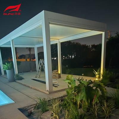 China Waterproof Motorized Aluminum Retractable Pergola with 6063-T5 Aluminum Alloy Louvered Roof for sale