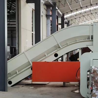 China 20T Horizontal Cardboard Baler with 100° Detection Angle 4m Conveyor Pit Hydraulic Baler Machine for sale