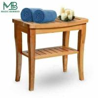 China Bamboo Shower Bench Chair with Storage Shelf for sale