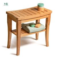 China Bamboo Shower Bench Chair with Storage Shelf for sale