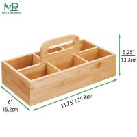 China Bamboo Compact Bathroom Storage Basket Organizer Caddy Tote Bins for sale