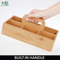 China Bamboo Compact Bathroom Storage Basket Organizer Caddy Tote Bins for sale
