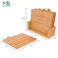 China Bamboo cutting board set 4 coded with stand for sale