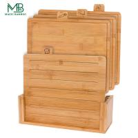 China Bamboo cutting board set 4 coded with stand for sale