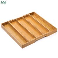 China Bamboo Expandable Compartment Drawer Storage Box for sale