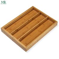China Bamboo Expandable Compartment Drawer Storage Box for sale