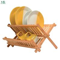 China Bamboo Foldable Bowl Storage Holder Drain Rack for sale