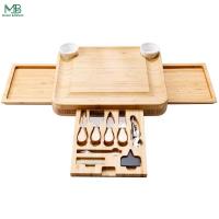 China Bamboo Cheese Board With Slide Out knife Drawer for sale