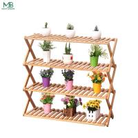 China Bamboo Wood Foldable Free Installation 4 Tier Shoe Storage Shelf for sale