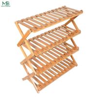 China Bamboo Wood Foldable Free Installation 4 Tier Shoe Storage Shelf for sale