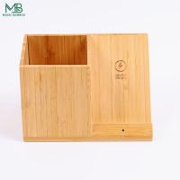 China Bamboo Mobile Phone Wireless Charger With Pen Holder Simple for sale