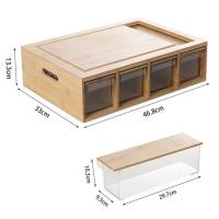 China Bamboo Cutting Board with 4 Drawer Organizer Trays Space-Saving Kitchen Essential for sale