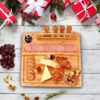 China Bamboo Cheese Board Set with Cutlery Drawer Rectangle Bamboo Plate and Cheese Knife Set for sale
