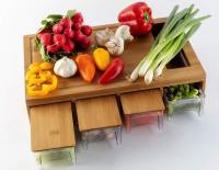 China Bamboo Cutting Board with 4 Drawer Organizer Trays Space-Saving Kitchen Essential for sale