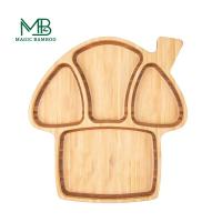 China Cartoon Anti-fall Mushroom Shape Baby Bowl Food Bamboo Tray Set for Eco-friendly Meal for sale