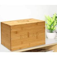 China GLOSSY Finish Natural Bamboo Bread Storage Box With Bread Clips Perfect for Kitchen Us for sale