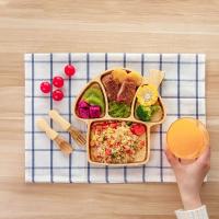 China Cartoon Anti-fall Mushroom Shape Baby Bowl Food Bamboo Tray Set for Eco-friendly Meal for sale