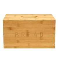 China GLOSSY Finish Natural Bamboo Bread Storage Box With Bread Clips Perfect for Kitchen Us for sale