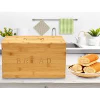 China GLOSSY Finish Natural Bamboo Bread Storage Box With Bread Clips Perfect for Kitchen Us for sale