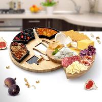 China CE Approved Bamboo Cheese Board Plate Charcuterie Platter with Utensils Set Knife Set for sale