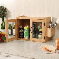 China Direct 2 Tier Wall Mounted Bamboo Bread Box with Clear Window and Silverware Holder for sale