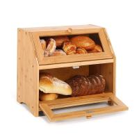 China Direct 2 Tier Novel Design Sustainable Bamboo Bread Storage Box with Drawer for sale
