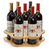 China Single Tier Bamboo Rotating Coffee Syrup Organizer Rack 7 Bottles Holder Lazy Susan 33 x 35 x 8.7cm for sale