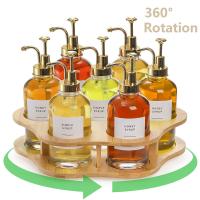 China Single Tier Bamboo Rotating Coffee Syrup Organizer Rack 7 Bottles Holder Lazy Susan 33 x 35 x 8.7cm for sale