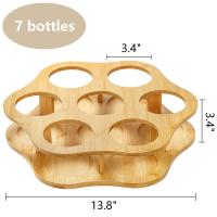 China Single Tier Bamboo Rotating Coffee Syrup Organizer Rack 7 Bottles Holder Lazy Susan 33 x 35 x 8.7cm for sale
