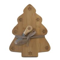 China Eco-Friendly Bamboo Christmas Tree Charcuterie Cutting Board Set with Cheese Knife for sale