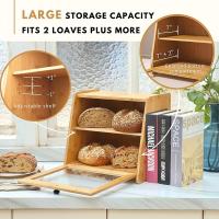 China GLOSSY 2 Tier Large Transparent Window Food Storage Bamboo Bread Box Capacity 6-10L for sale
