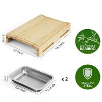 China Logo Customized Logo Acceptable Large Bamboo Wood Cutting Board Set with Containers for sale