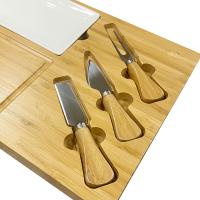 China CE / EU Certified Bamboo Cheese Board Set with Three Cheese Knives and Slate Surface for sale