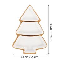 China Festive Bamboo Table Tray with Three Removable Ceramic Dishes and Christmas Tree Shape for sale