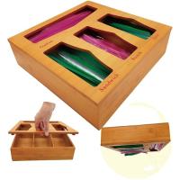 China Convenient Bamboo Classic Sealed Lunch Bag Dispenser for Natural Storage Boxes Bins for sale