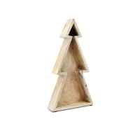 China Sustainable Christmas Serving Trays Set Of 2 Bamboo Wooden Christmas Tree Plate Dish for sale